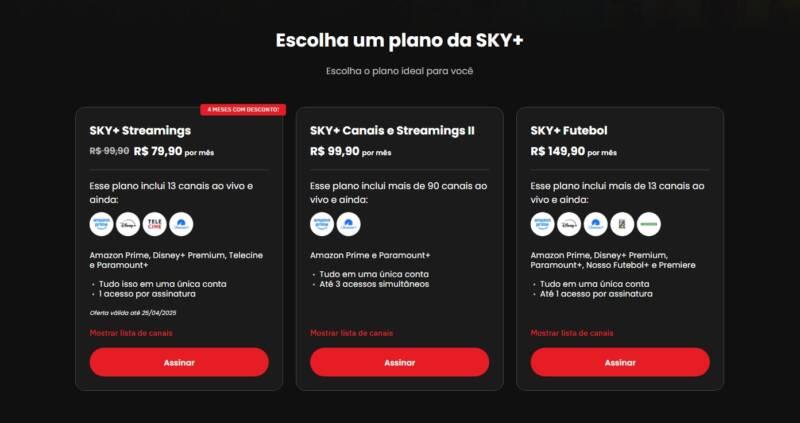 Como são os novos pacotes SKY+ Streamings | TargetHD.net